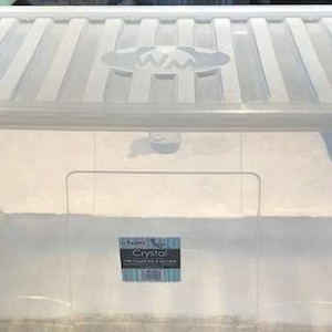 FreelyWheely: Storage box - clear plastic, large, sturdy!