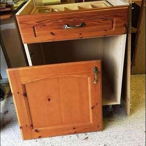 FreelyWheely: Pine fronted kitchen cabinets