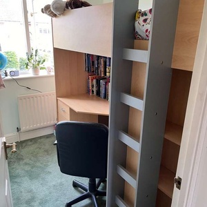 FreelyWheely: Student desk / bunk bed / wardrobe combination