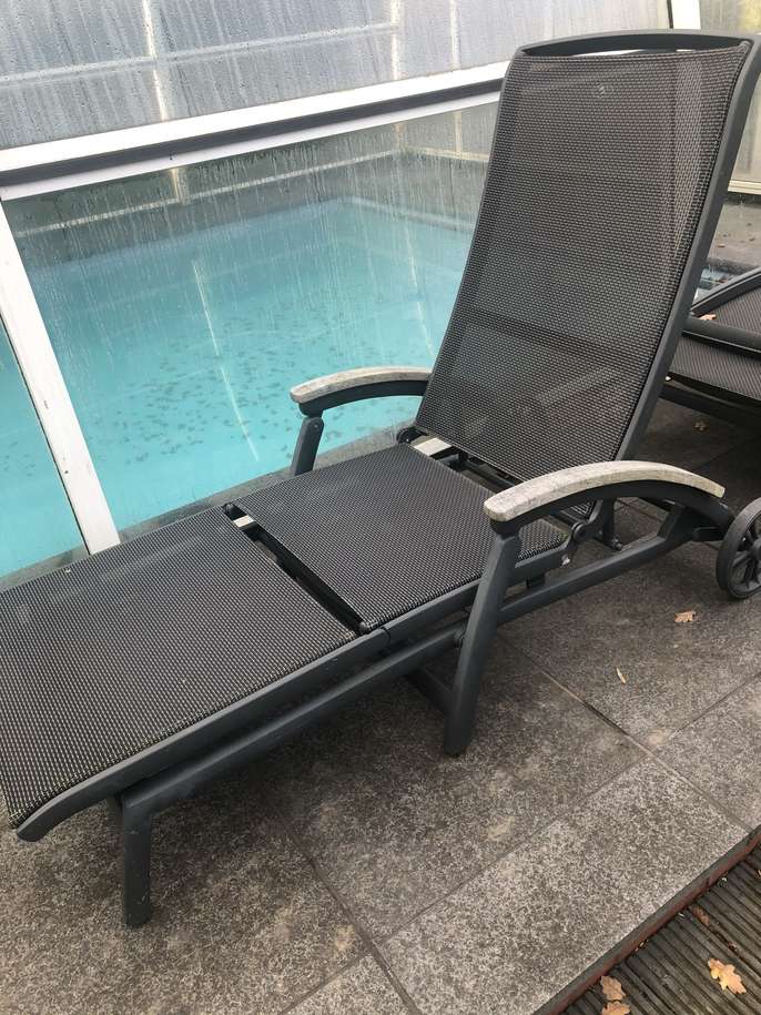 FreelyWheely: Outdoor Metal Recliners in Graphite x 4