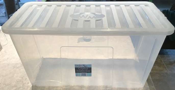 FreelyWheely: Storage box - clear plastic, large, sturdy!