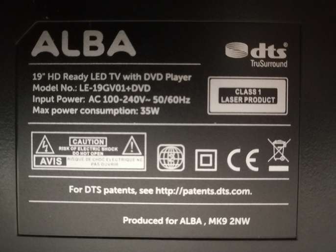 FreelyWheely: Free ALBA 19INCH HD READY TV with DVD(not a smart ...