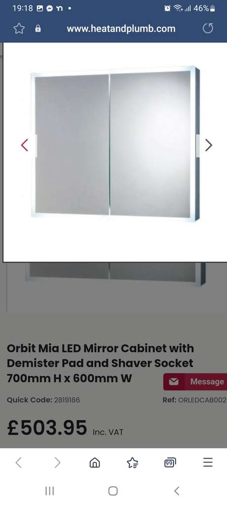 FreelyWheely: Orbit Mia LED Mirror Cabinet with Demister Pad and Shaver ...