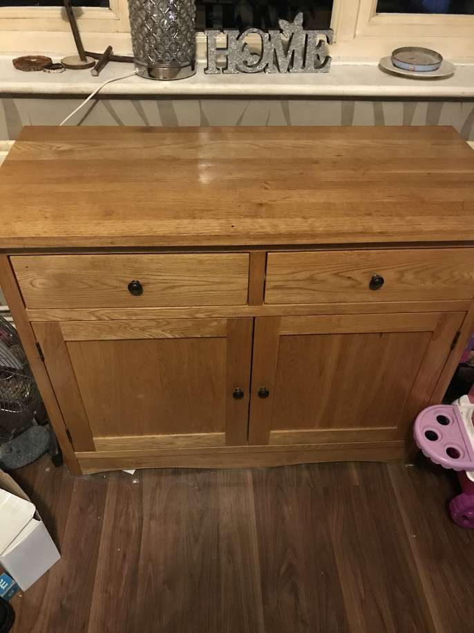 FreelyWheely: Solid oak unit 2 drawers and 2 cupboards