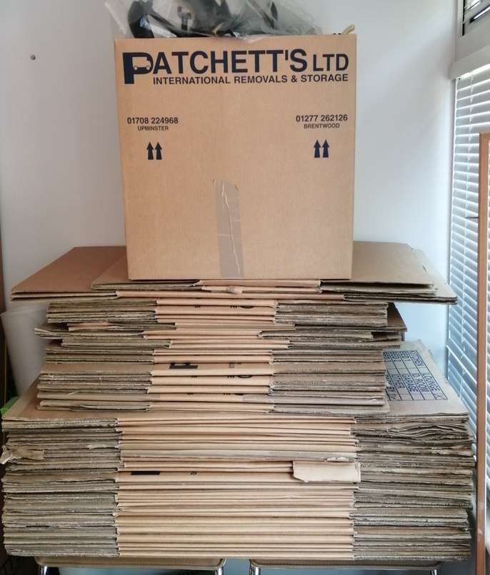 FreelyWheely: Cardboard packing boxes.